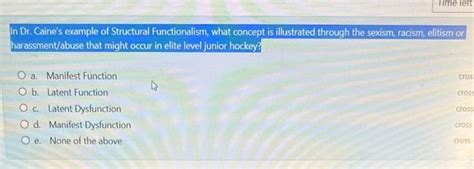 In Dr Caines Example Of Structural Functionalism