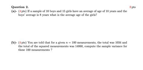Solved 8 Pts Question 2 A 4 Pts If A Sample Of 10 Babes Chegg Com