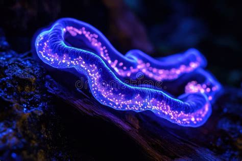 Glowing Bacteria Shine With Vivid Colors Under Uv Light In A Darkened Aquatic Environment