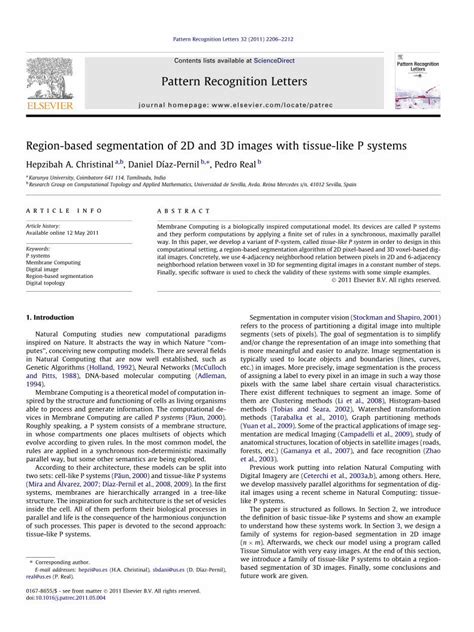 PDF Region Based Segmentation Of D And D Images With Tissue Like P Systems DOKUMEN TIPS