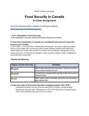 Understanding Food Security In Canada HFA U Nutrition And Course Hero