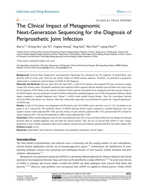 Pdf The Clinical Impact Of Metagenomic Next Generation Sequencing For