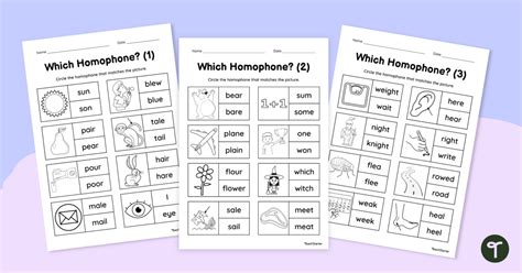 Which Homophone Worksheets Teach Starter Worksheets Library