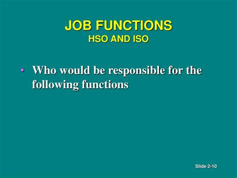 Ppt Unit 2 Hso Iso Roles Powerpoint Presentation Free Download Id 7020367