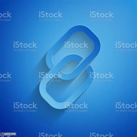 파란색 배경에 분리 된 종이 절단 체인 링크 아이콘입니다 링크 싱글 하이퍼링크 체인 기호입니다 종이 아트 스타일입니다 벡터 일러스트레이션 0명에 대한 스톡 벡터 아트 및