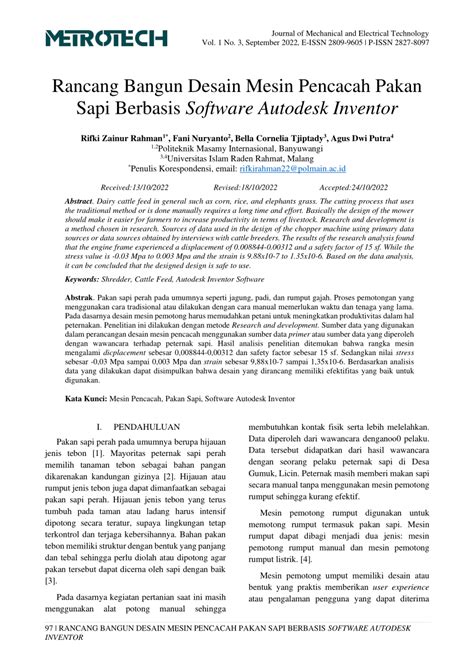 Pdf Rancang Bangun Desain Mesin Pencacah Pakan Sapi Berbasis Software