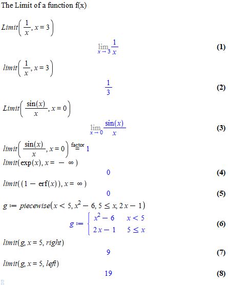 Mathematics Using Maple Post11 Limits Derivatives And Integrals Of