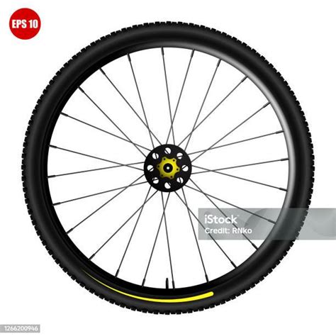 프로텍터가 있는 사실적인 자전거 휠 자전거 고무 산 타이어 밸브 익스트림 스포츠의 활동적인 종류 배너 또는 포스터에 대한 디자인 요소입니다 색상 벡터 가장자리에 대한 스톡