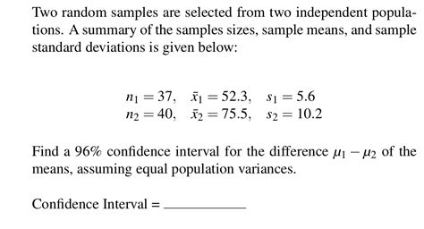 solved two random samples are selected from two independent