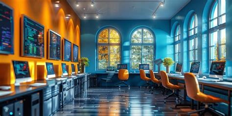 Computer Science Classroom With Coding Resources And Laptops Premium Ai Generated Image