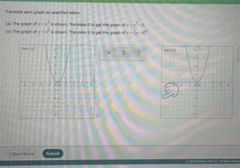 Solved Translate Each Graph As Specified Below A The Graph Of Y X 2 Is Shown Translate It