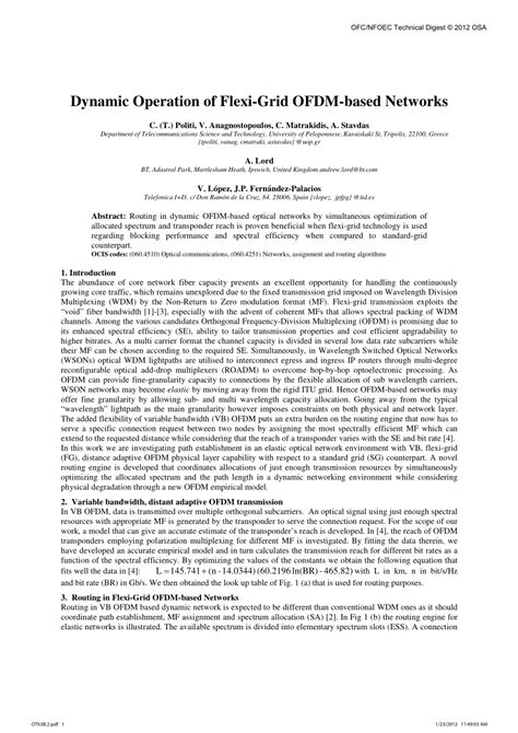 Pdf Dynamic Operation Of Flexi Grid Ofdm Based Networks