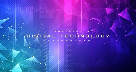 Digital Technology Banner Blue Pink Background Concept Cyber Technology Light Effect Abstract