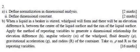 Solved A I Define Normalization In Dimensional Chegg