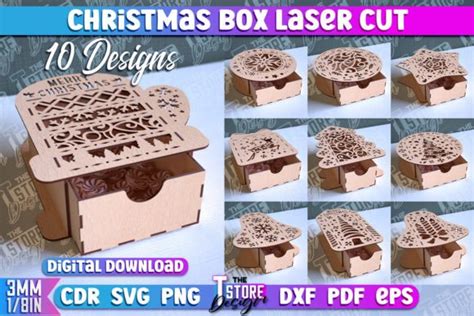 Christmas Box Laser Cut SVG CNC Files Graphic By The T Store Design Creative Fabrica