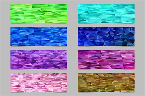 Abstract Triangle Polygon Pattern Mosaic Banner Template Background Set Vector Design Elements