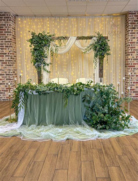 Sage Green Sweetheart Table Wedding Decor