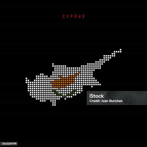 키프로스의 사각형 점 패턴지도 깃발 색이 있는 점선 픽셀 맵입니다 벡터 일러스트레이션 기에 대한 스톡 벡터 아트 및 기타 이미지