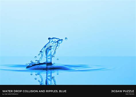 Water Drop Collision And Ripples Blue Jigsaw Puzzle By Kim Westerskov