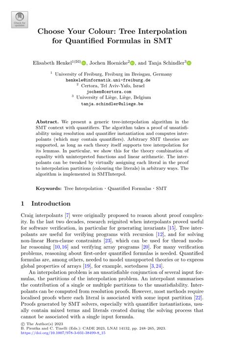 Pdf Choose Your Colour Tree Interpolation For Quantified Formulas In Smt