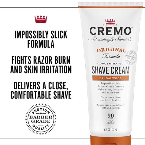 Cremo Sandalwood Shave Cream 6 Fl Oz Original Formula For Smooth Shaving