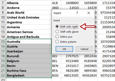 how to shift cells right in excel spreadcheaters