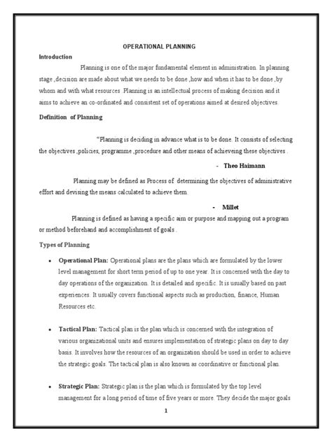 Operating Plan Download Free Pdf Strategic Planning Goal