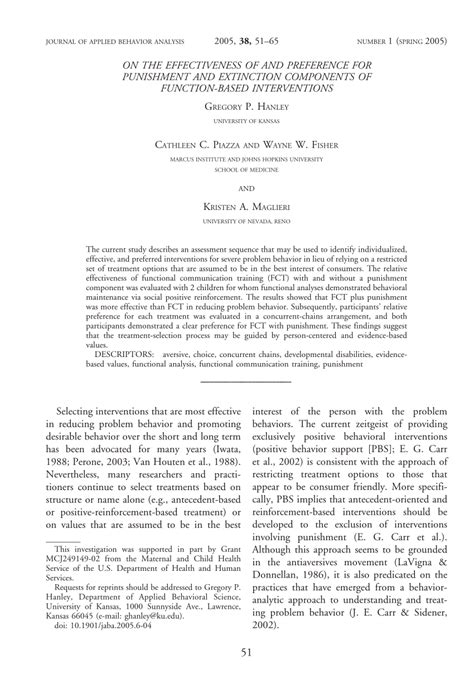 Pdf On The Effectiveness Of And Preference For Punishment And Extinction Components Of
