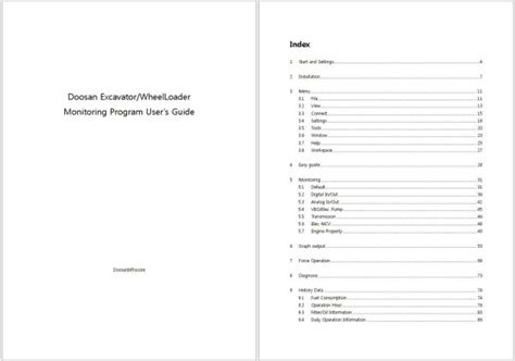 Doosan Excavator Wheel Loader Monitoring Program User Guide