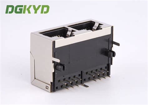 10 100 1000 Base Tx 1x2 Double Port Rj45 Ethernet Connector Without Transformer