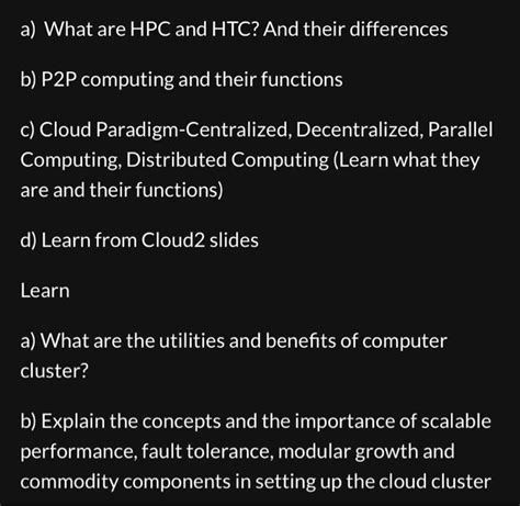 Solved A What Are Hpc And Htc And Their Differences B P2p