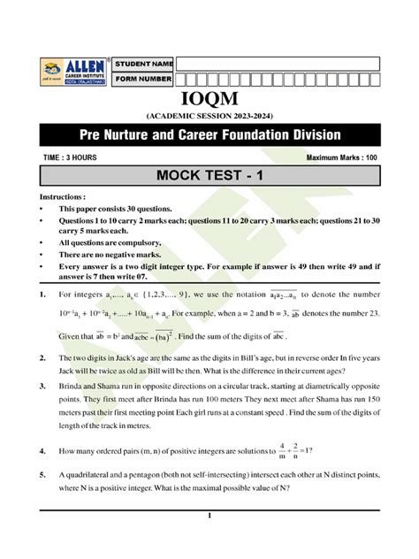 Test 1 Ioqm Q Paper Pdf