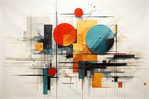 Geometric Shapes Abstract Art Wall Background Vibrant Colors Precise Compositions Stock Image