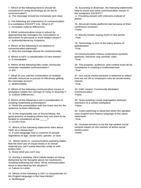 Purcom Chapter Test 2 Pdf Communication Liberal Arts Education