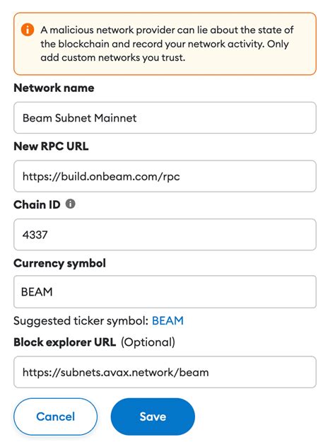 Beam Rpc Settings Metamask Setup Connecting To Beam Beam Docs Your Gateway To Web3 Frontier