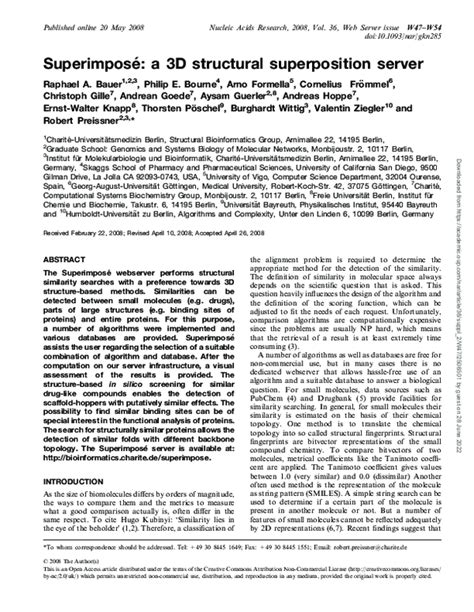Pdf Superimpose A 3d Structural Superposition Server