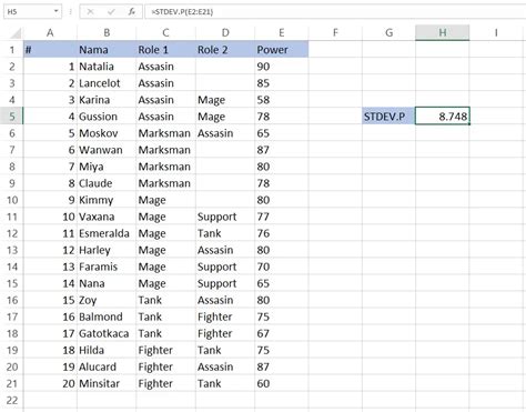 Cara Menggunakan Fungsi Stdevp Excel Tutorial Excel Lengkap