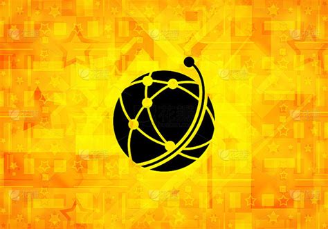 全球网络图标黄色背景