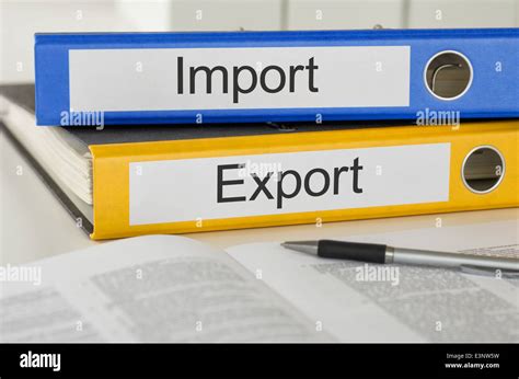 Folders With The Label Import And Export Stock Photo Alamy