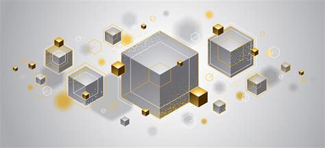 황금 요소 벡터 디자인 고급 또는 보석 색상 스타일과 3d 큐브의 클러스터와 추상 벡터 디자인은 기술 및 과학 추상화 예술에 사용할 수 있습니다 육각형에 대한 스톡 벡터