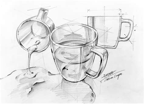 유리컵 드로잉 제품 스케지 드로잉 스케치