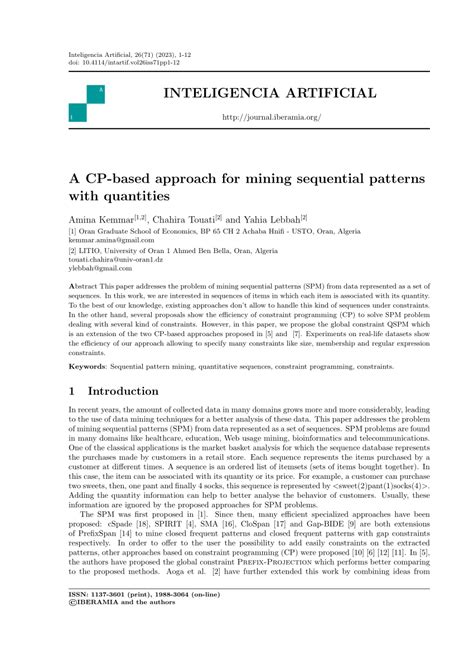 pdf a cp based approach for mining sequential patterns with quantities