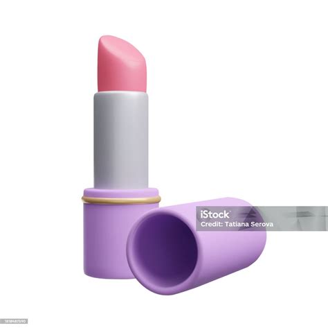 3d 립스틱 벡터 일러스트 레이 션은 흰색에 고립되어 있습니다 귀여운 만화 스타일의 핑크 립밤 립스틱 캡 3d 미용 화장품 포장 사실적인 렌더링 스킨케어 립 트리트먼트 3