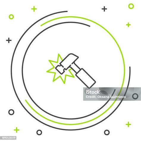 흰색 배경에 격리 된 라인 해머 아이콘 수리 도구 다채로운 개요 개념 벡터 갈고리 발톱에 대한 스톡 벡터 아트 및 기타 이미지 갈고리 발톱 강철 개선 Istock