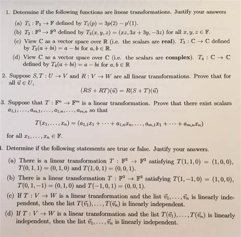 solved 1 determine if the following functions are linear