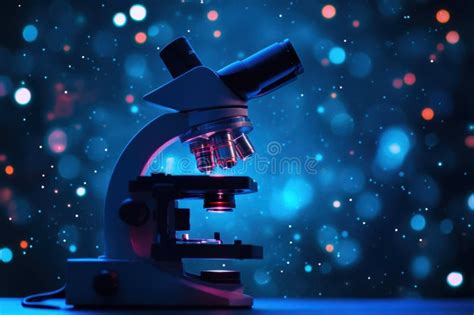 Scientific Microscope In A Vibrant Colorful Setting With Bokeh Effects