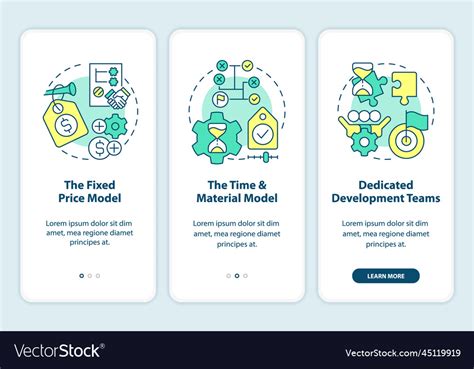 Common Outsourcing Models Onboarding Mobile App Vector Image
