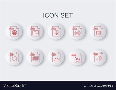 Set Line Wma File Document  Wav Html Tiff Vector Image