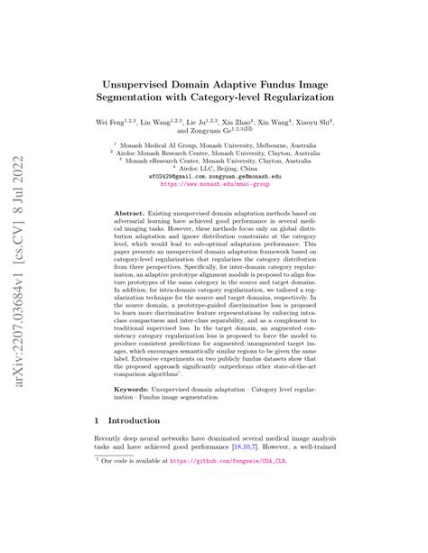 Pdf Unsupervised Domain Adaptive Fundus Image Segmentation With