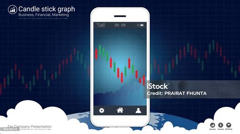 스마트폰 화면 표시 촛대와 금융 그래프 차트 Infographic 프레 젠 테이 션 템플릿 글로벌 네트워크 연결 및 비즈니스 분석 외환 주식 시장 투자 무역 가격에 대한